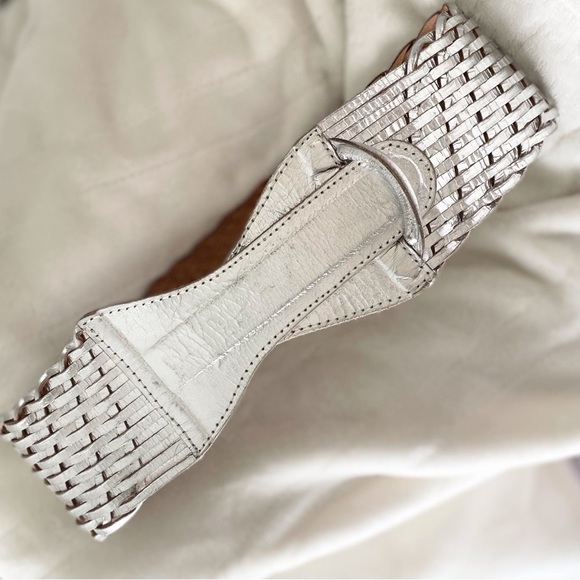 Adrian Litman | Accessories | Adrian Litman Silver Leather Weave Belt ...
